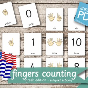 FINGERS COUNTING GREEK Edition • 39 Greek and 39 English Editable ...