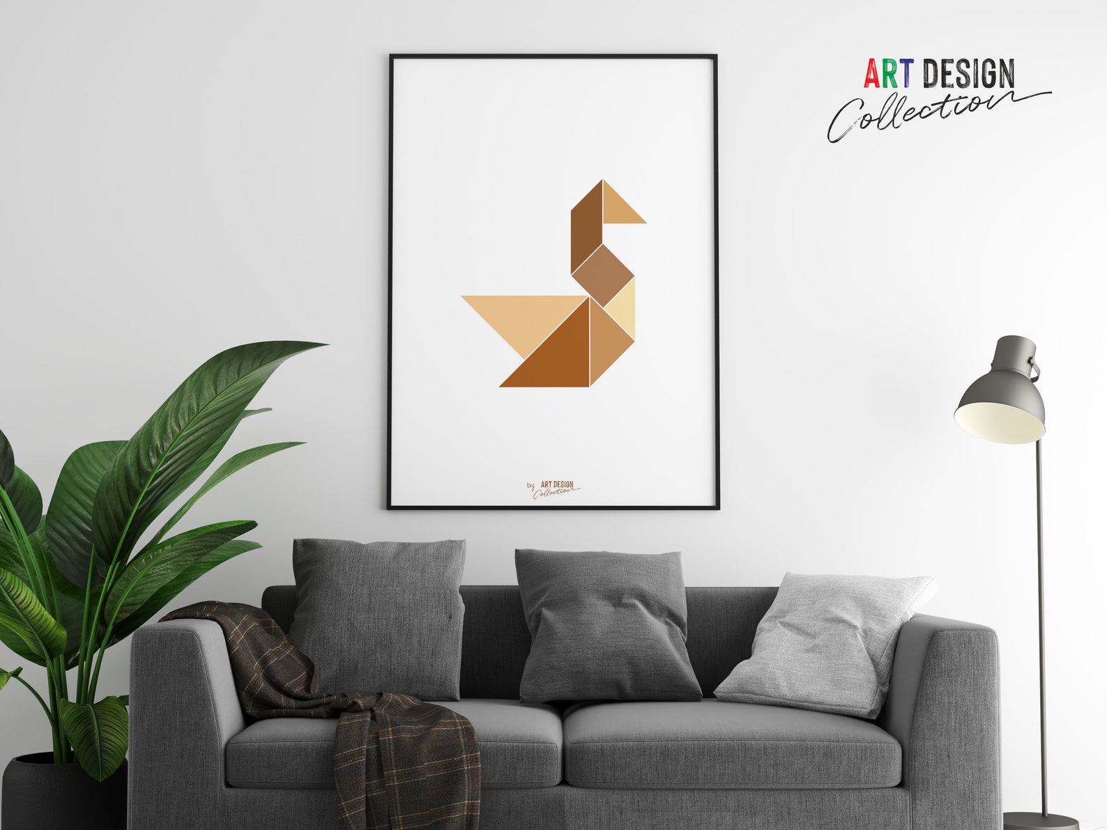 Swan Tangram Abstract Wall Art, Printable Wall Art Decor, Downloadable ...