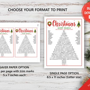 CHRISTMAS TREE Word Search Game • Christmas Game Holiday Christmas ...