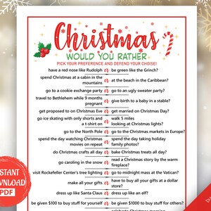 CHRISTMAS WOULD You RATHER Game • Christmas Game Holiday Christmas ...