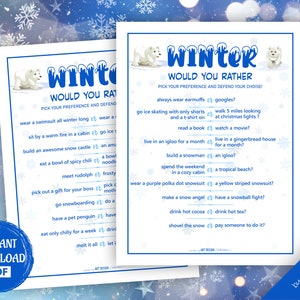 WINTER WOULD You RATHER Game • Christmas Game Holiday Christmas Party ...