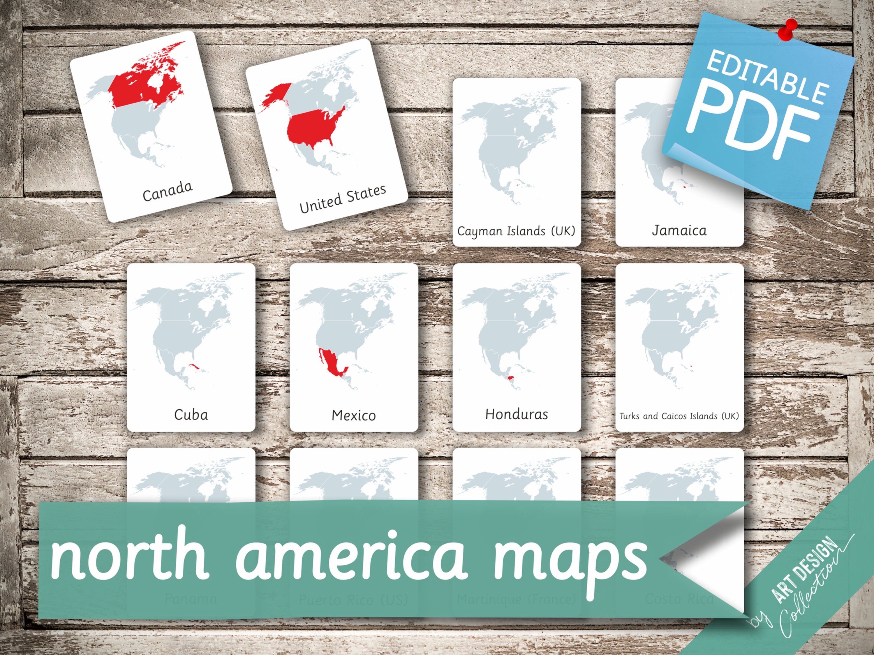 BUNDLE NORTH AMERICA Flags Maps 83 Montessori Cards | Etsy