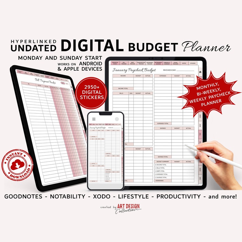Digital BUDGET Planner Goodnotes Digital Planner Digital - Etsy
