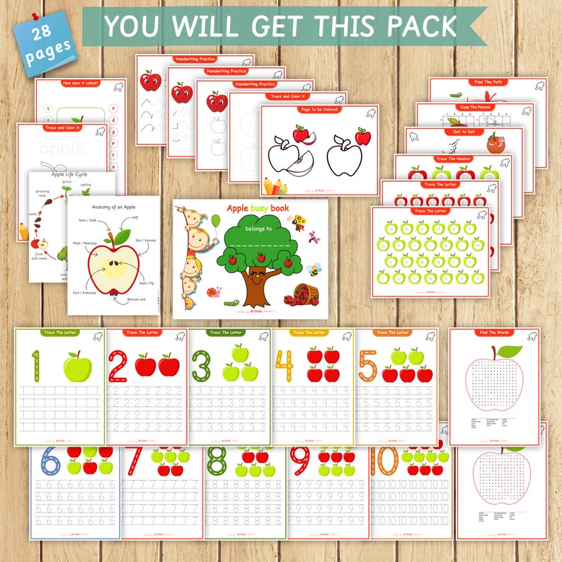 APPLE Busy Book Printable Preschool Activity Homeschool - Etsy