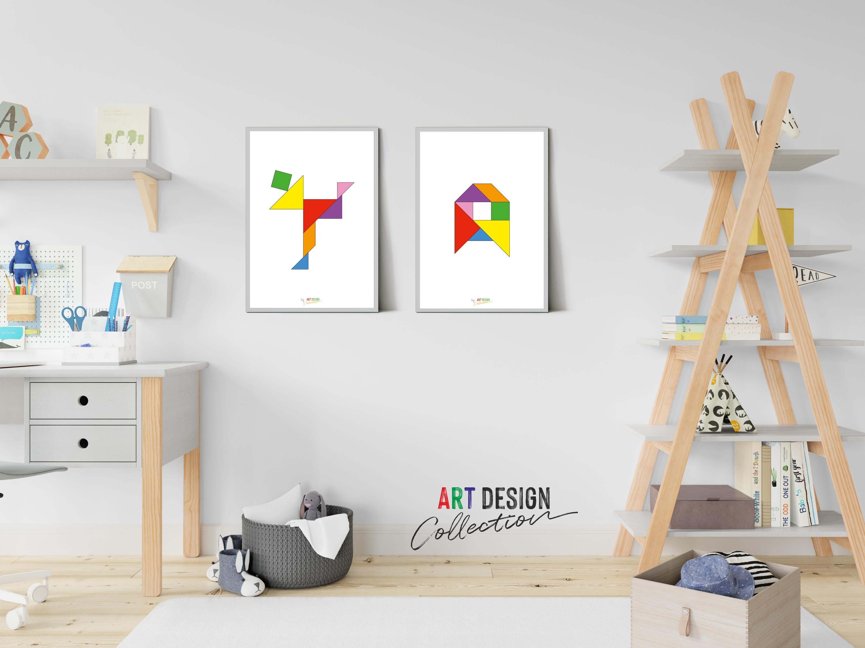 Tangram Alphabet A, Abstract Wall Art, Printable Wall Art Decor ...