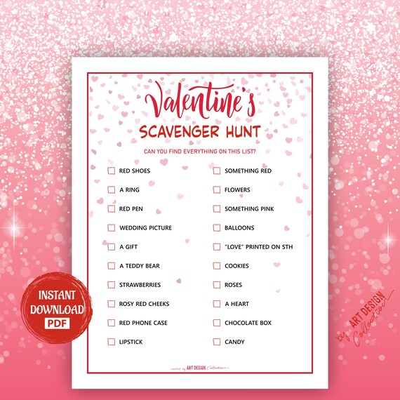 VALENTINE'S Scavenger Hunt Game Valentines Day Game | Etsy