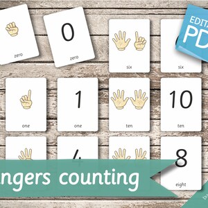 FINGERS COUNTING • 39 Montessori Cards • Flash Cards Nomenclature ...
