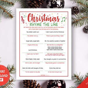 CHRISTMAS RHYME the LINE Game • Christmas Game Holiday Christmas Party ...