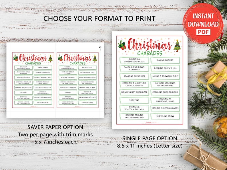 CHRISTMAS CHARADES Game Christmas Game Holiday Christmas - Etsy