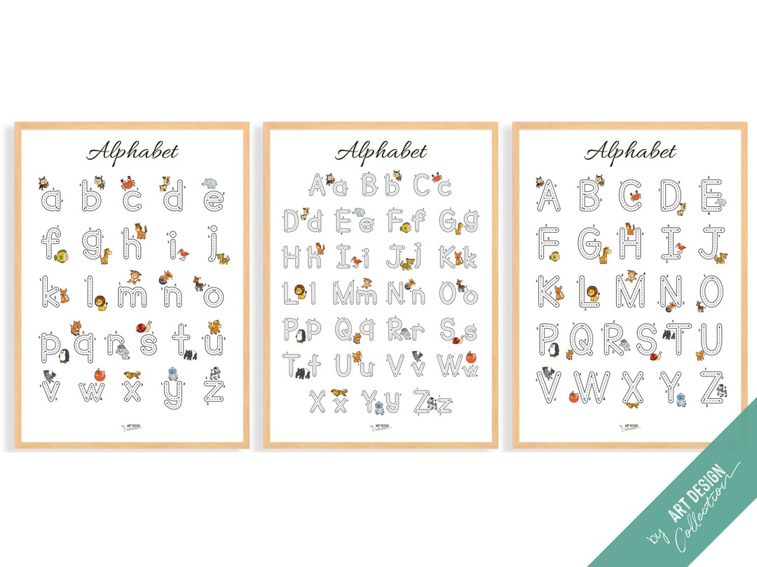 3 ALPHABET TRACING POSTERS 3 Montessori Poster Montessori - Etsy
