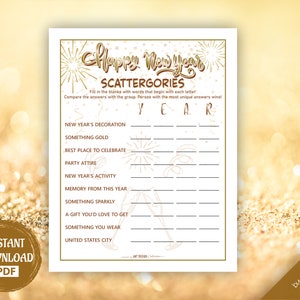 Happy New Year SCATTERGORIES Game • Christmas Game Holiday Christmas ...