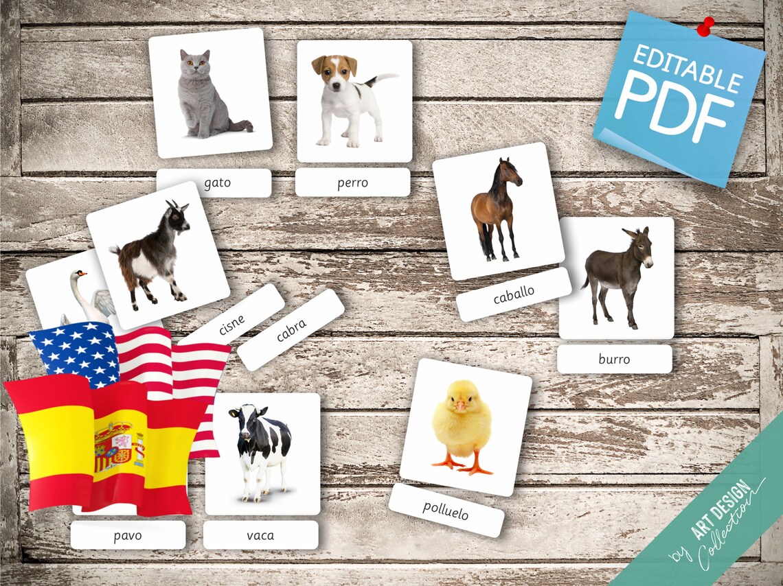 FARM ANIMALS SPANISH Edition 22 Spanish and 22 English | Etsy