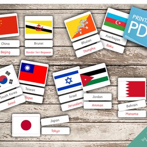 BUNDLE ASIA (flags, Maps) • 48 Montessori Cards • Flash Cards ...