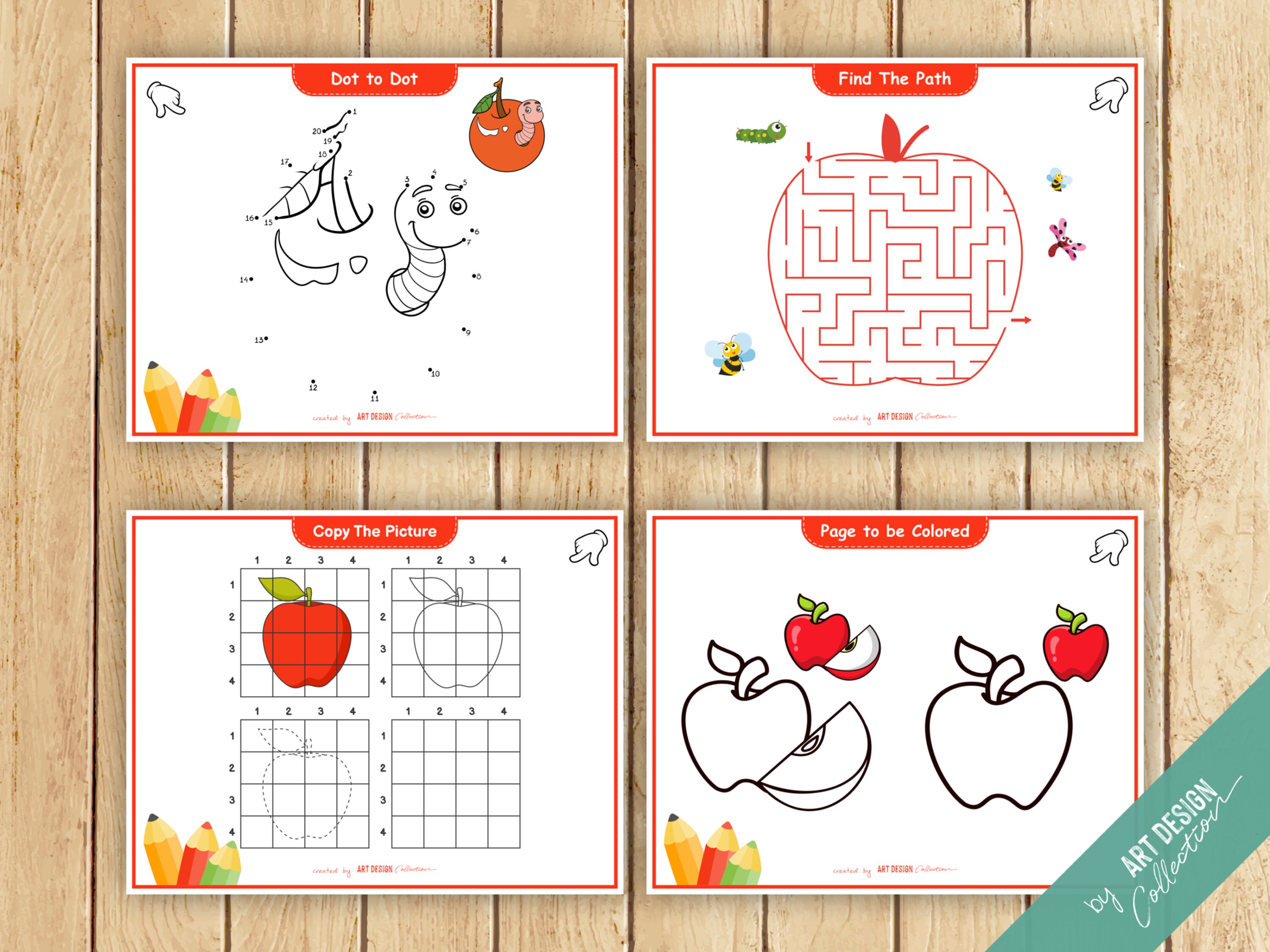 APPLE Busy Book Printable Preschool Activity Homeschool Resources ...