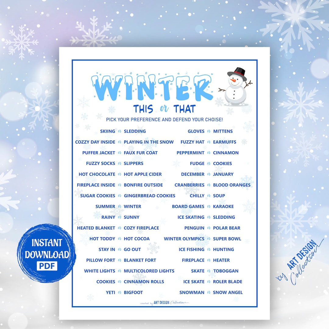 WINTER THIS or THAT Game • Christmas Game Holiday Christmas Party ...