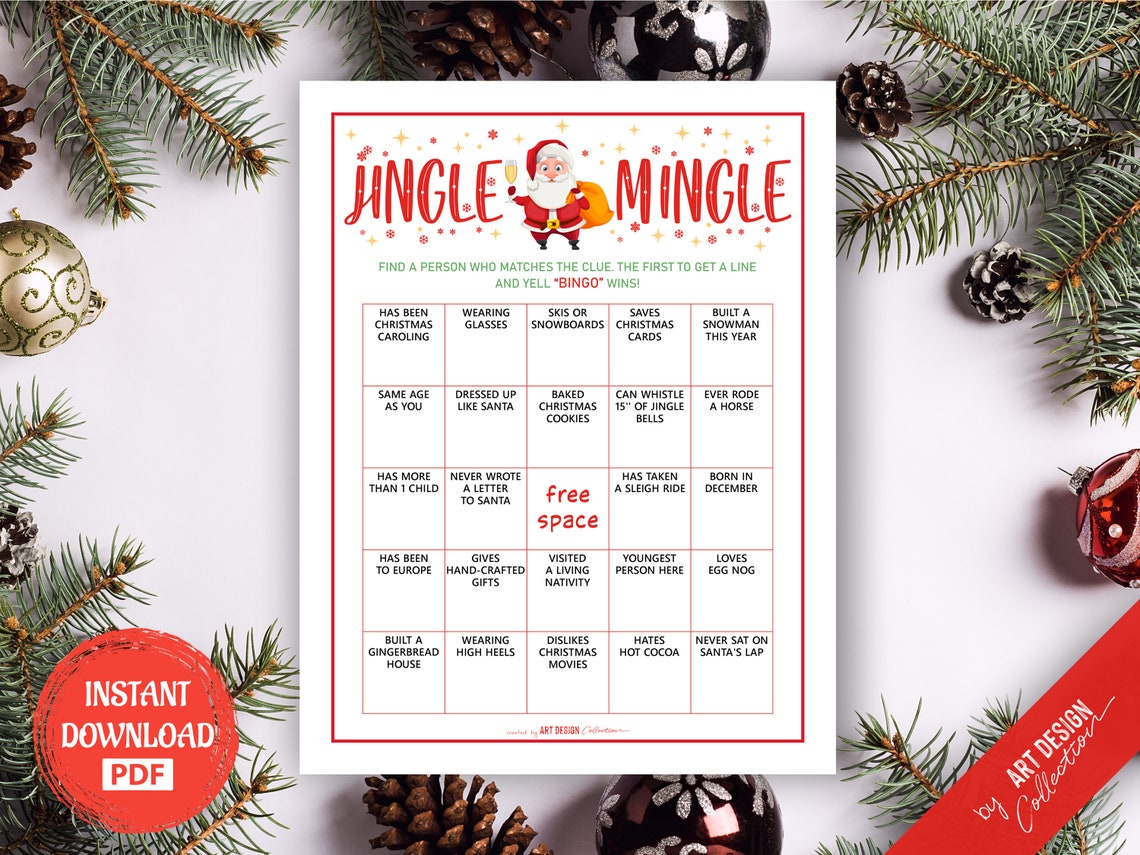 CHRISTMAS Jingle Mingle Bingo Game Christmas Game Holiday - Etsy