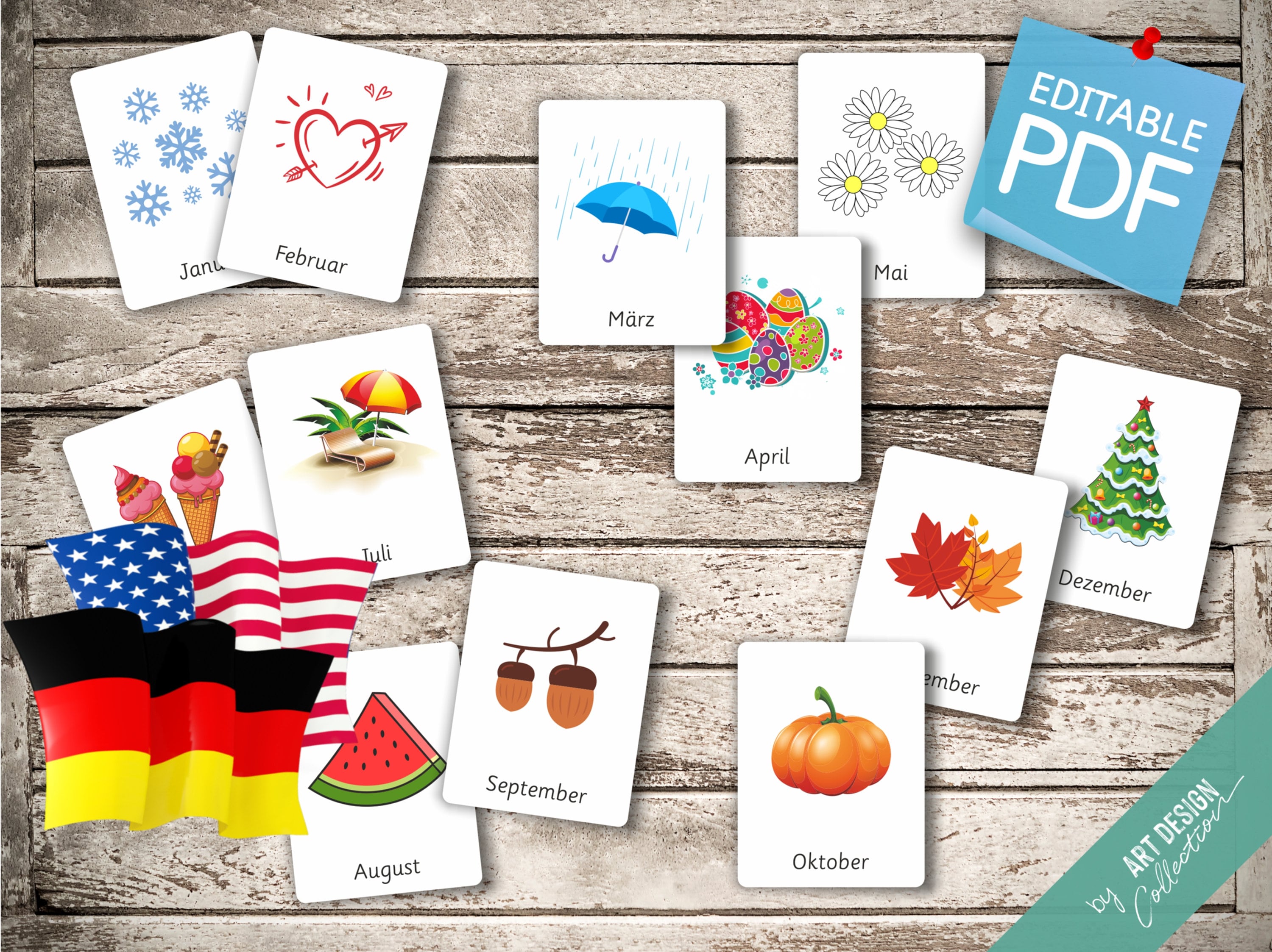 MONTHS GERMAN Edition 60 German and 60 English Editable - Etsy