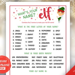 CHRISTMAS What's Your ELF Name? Game • Christmas Game Holiday Christmas ...