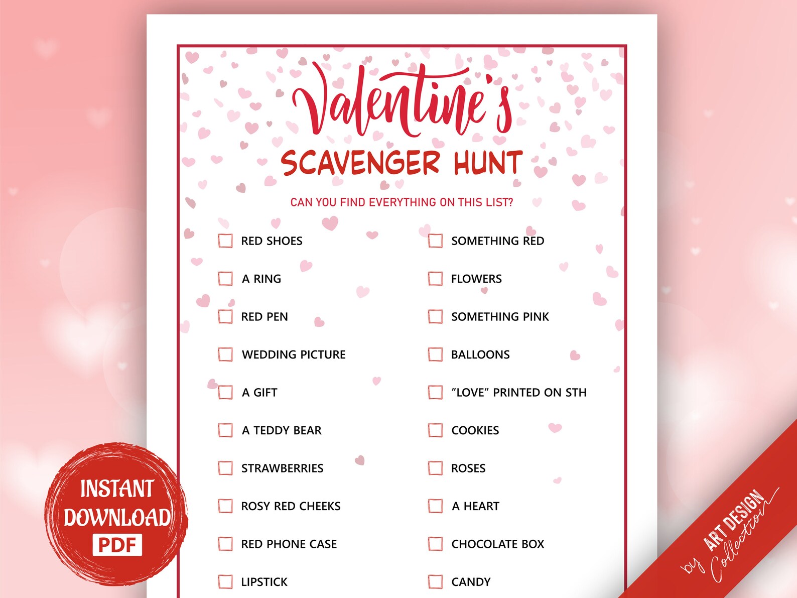 VALENTINE'S Scavenger Hunt Game Valentines Day Game | Etsy