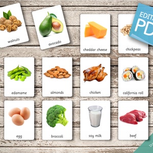 PROTEIN-RICH FOODS • 103 Editable Montessori Cards • Flash Cards ...