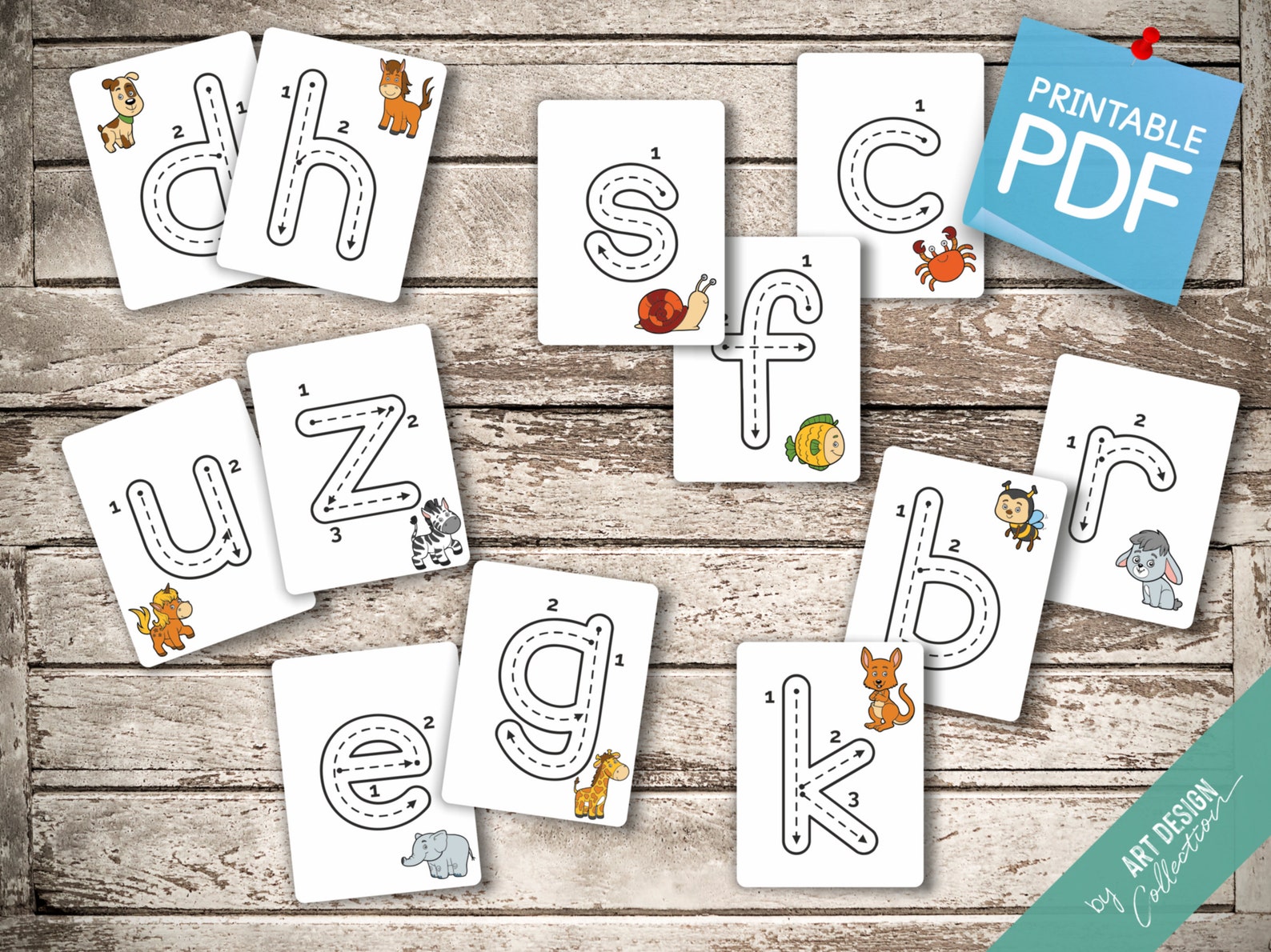 ALPHABET TRACING • 52 Printable Montessori Cards • Alphabet Flash Cards ...