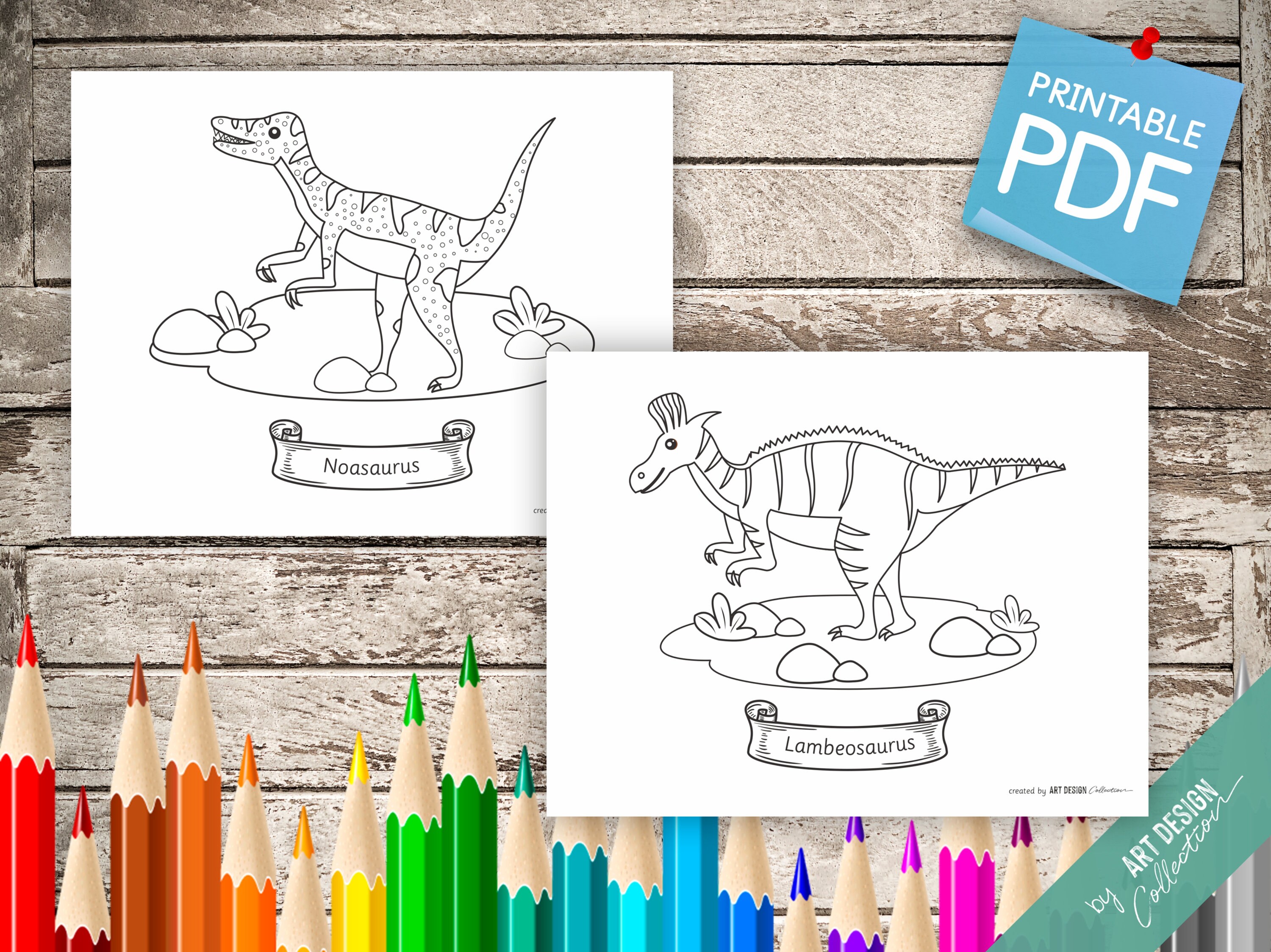 COLORING DINOSAURS • 25 Printable Dinosaurs • Flash Cards Nomenclature ...
