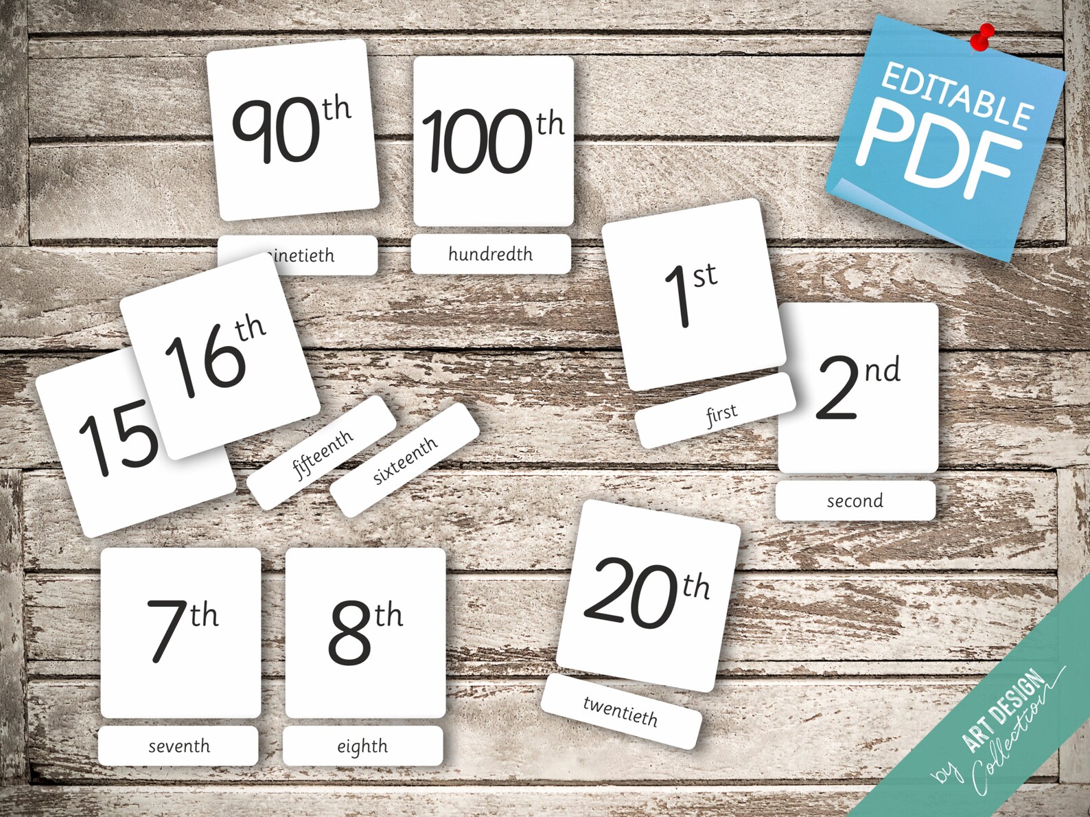 ORDINAL NUMBERS 28 Montessori Cards Flash Cards - Etsy