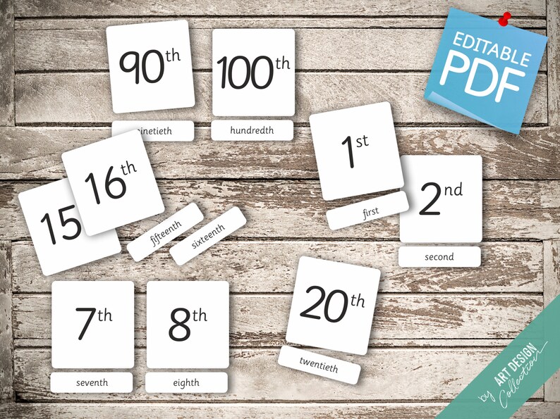 ORDINAL NUMBERS 28 Montessori Cards Flash Cards - Etsy