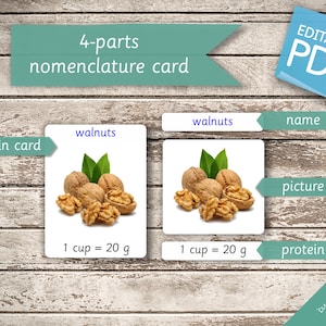 PROTEIN-RICH FOODS • 103 Editable Montessori Cards • Flash Cards ...