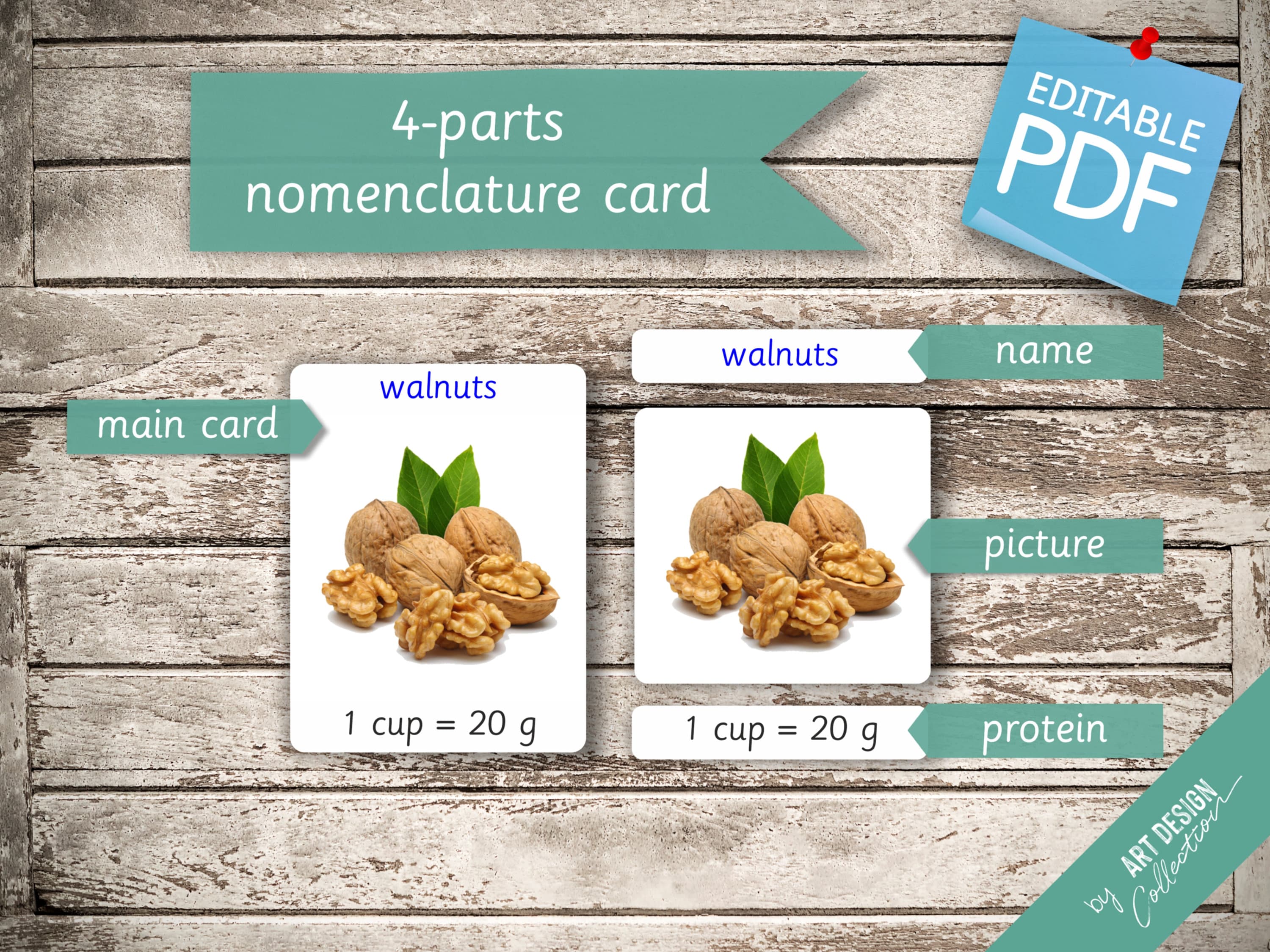 PROTEIN-RICH FOODS • 103 Editable Montessori Cards • Flash Cards ...