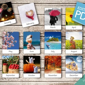 MONTHS FRENCH Edition • 60 French and 60 English Editable Montessori ...