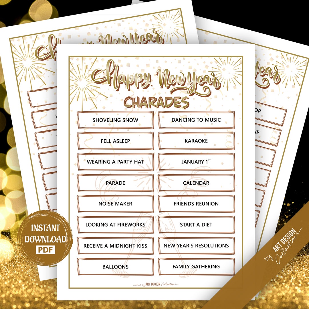 NEW YEAR CHARADES Game • Christmas Game Holiday Christmas Party Holiday ...