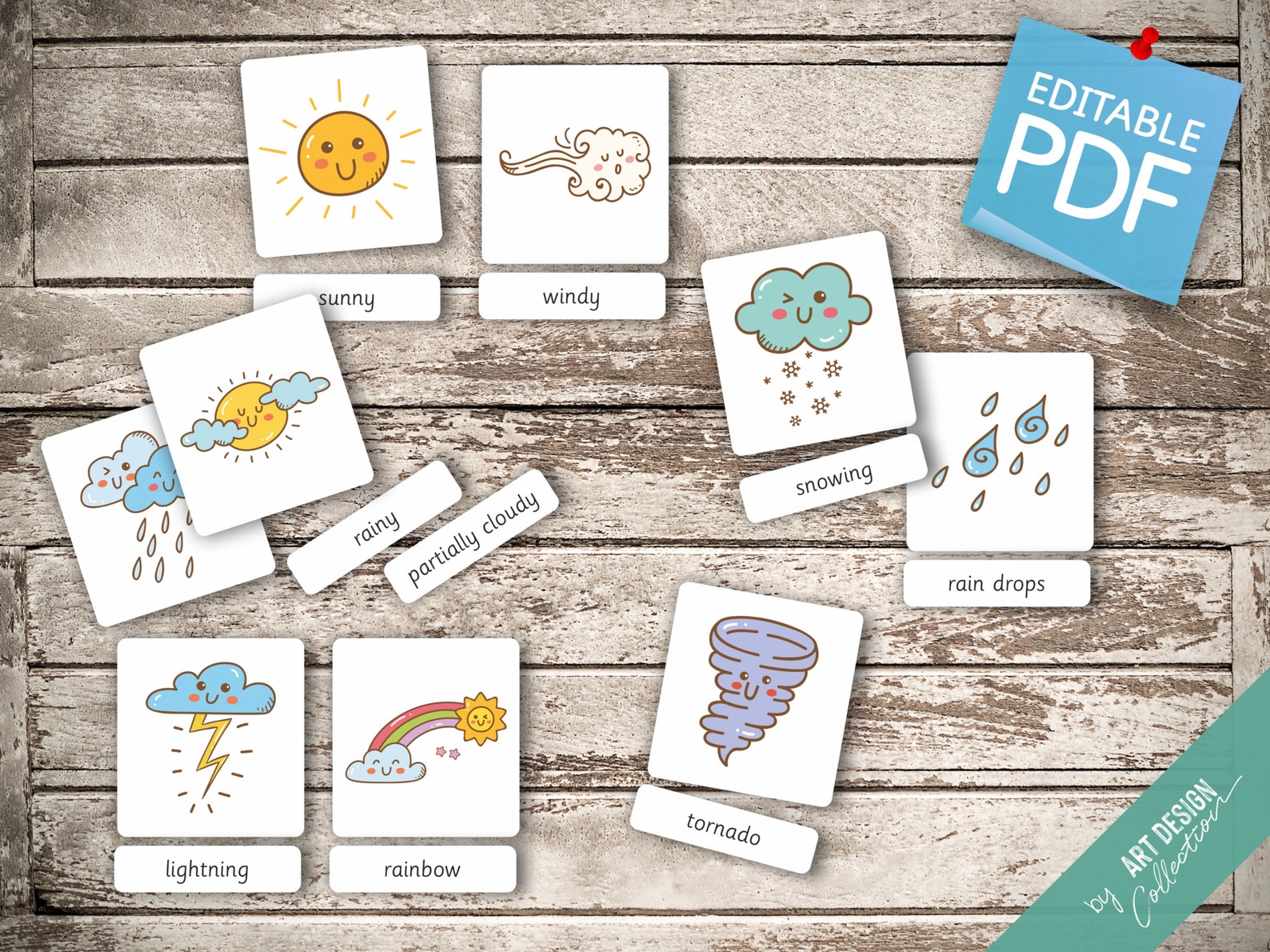 WEATHER 26 Montessori Cards Flash Cards Nomenclature - Etsy