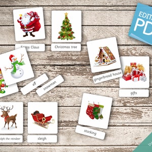 CHRISTMAS Vocabulary • 40 Editable Montessori Cards • Flash Cards ...