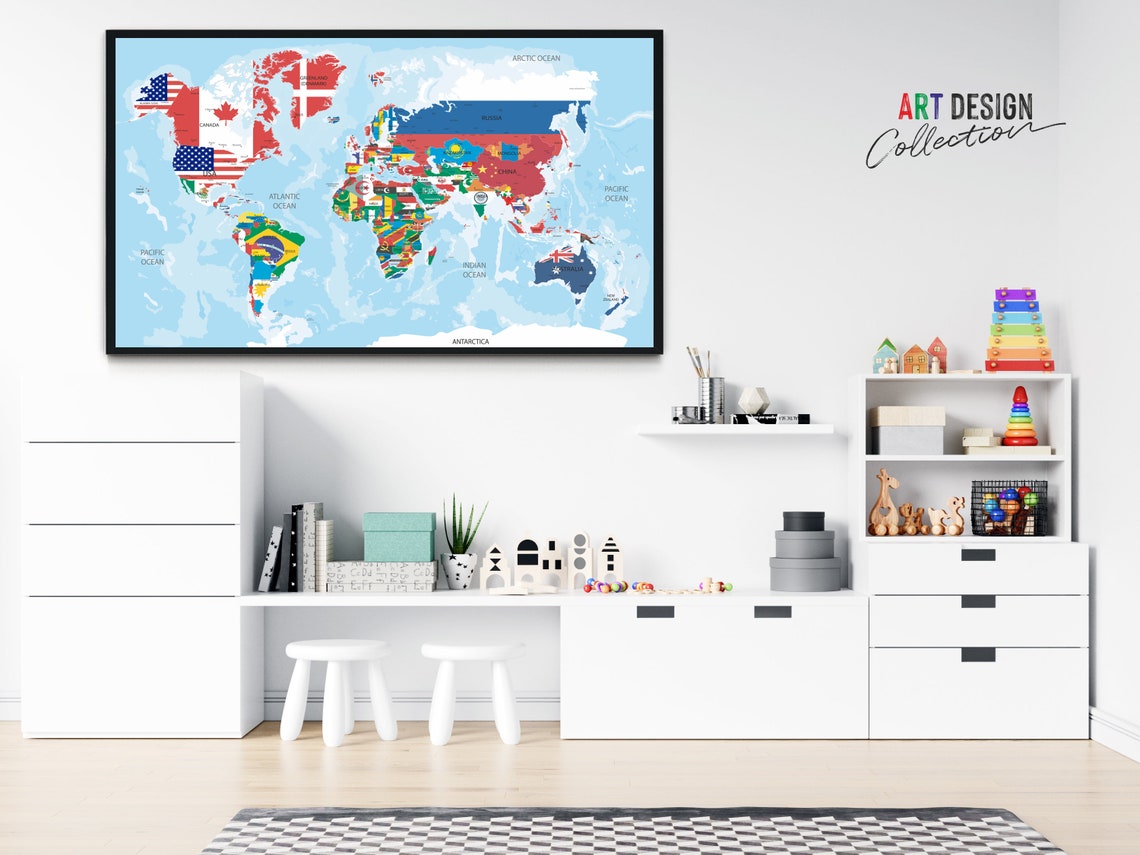 WORLD POLITICAL MAP Large World Map 100''x 58 | Etsy