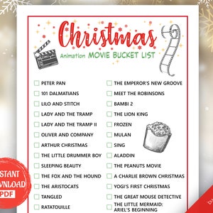 CHRISTMAS Animation Movie Bucket List Game • Christmas Game Holiday ...
