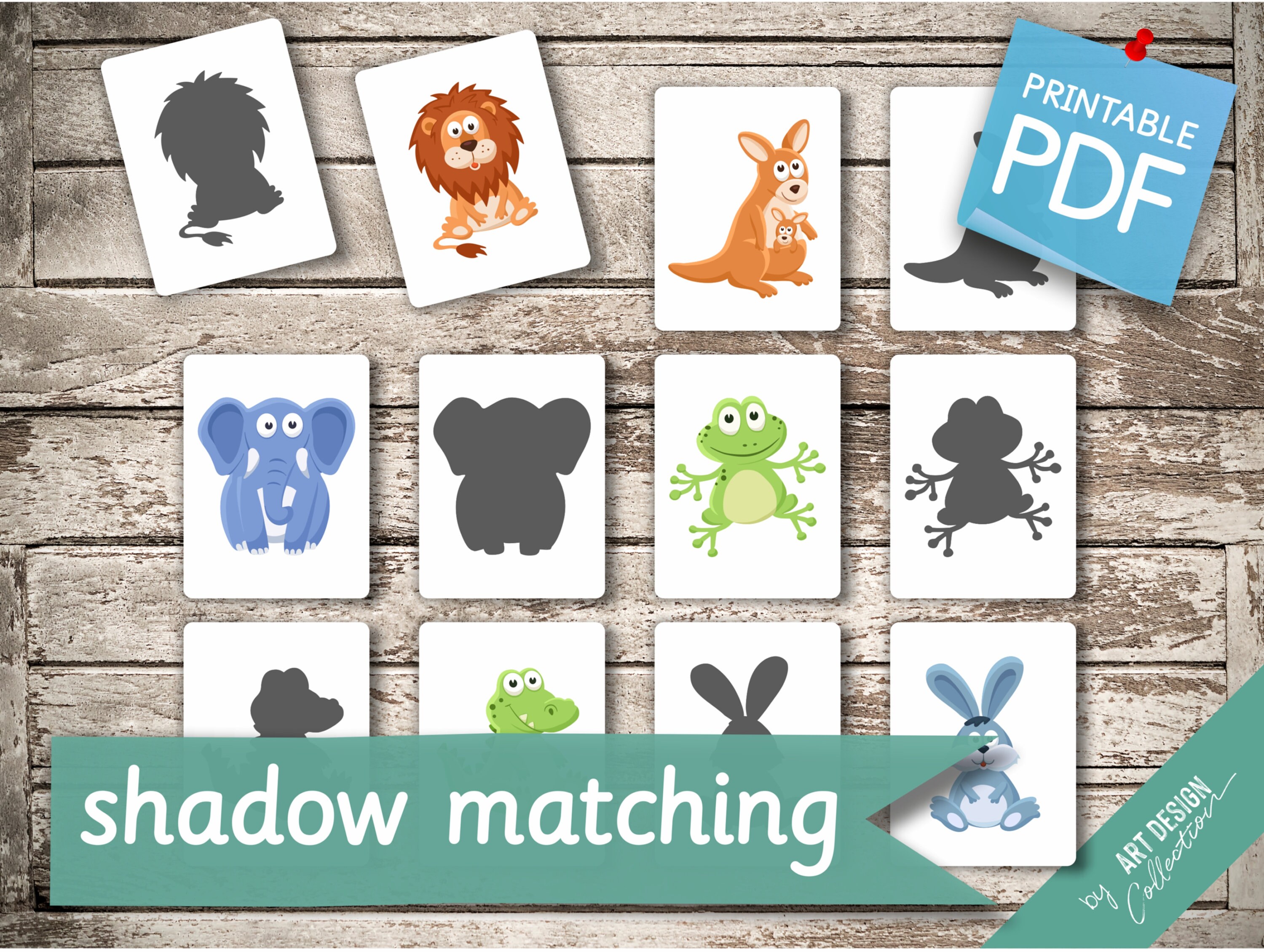SHADOW MATCHING CARDS 52 Montessori Cards Flash Cards - Etsy Australia