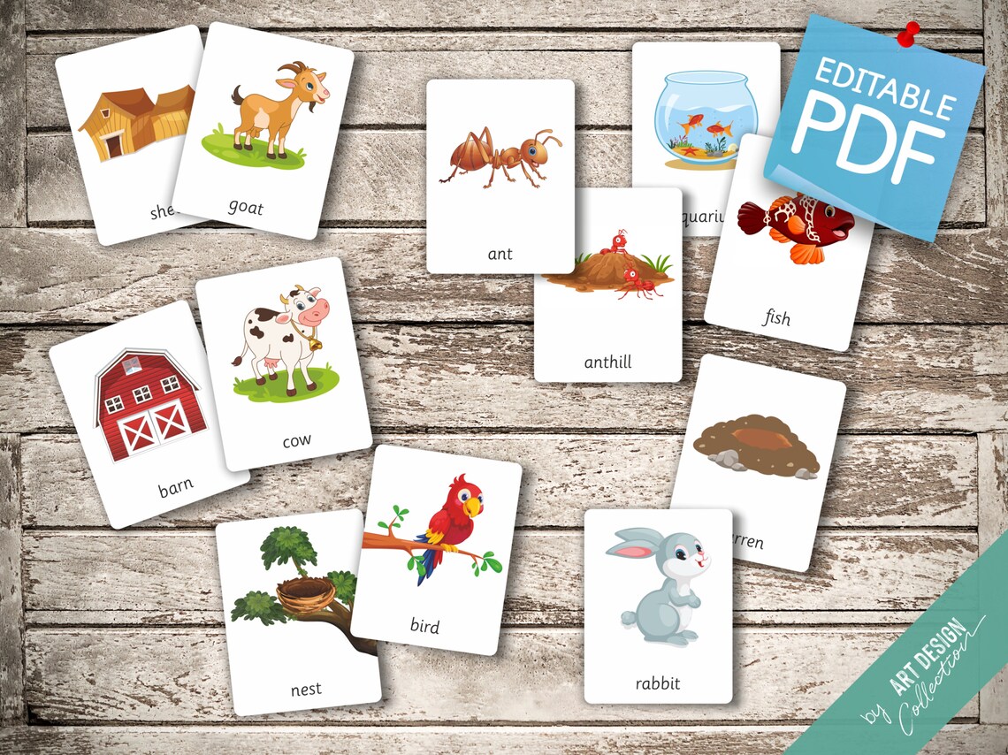ANIMALS' HOME 63 Montessori Cards Flash Cards - Etsy