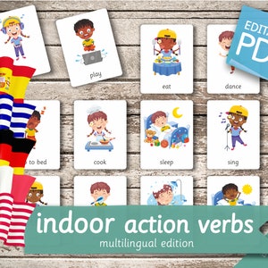 INDOOR ACTION VERBS Multilingual Edition 20 English, French, German ...