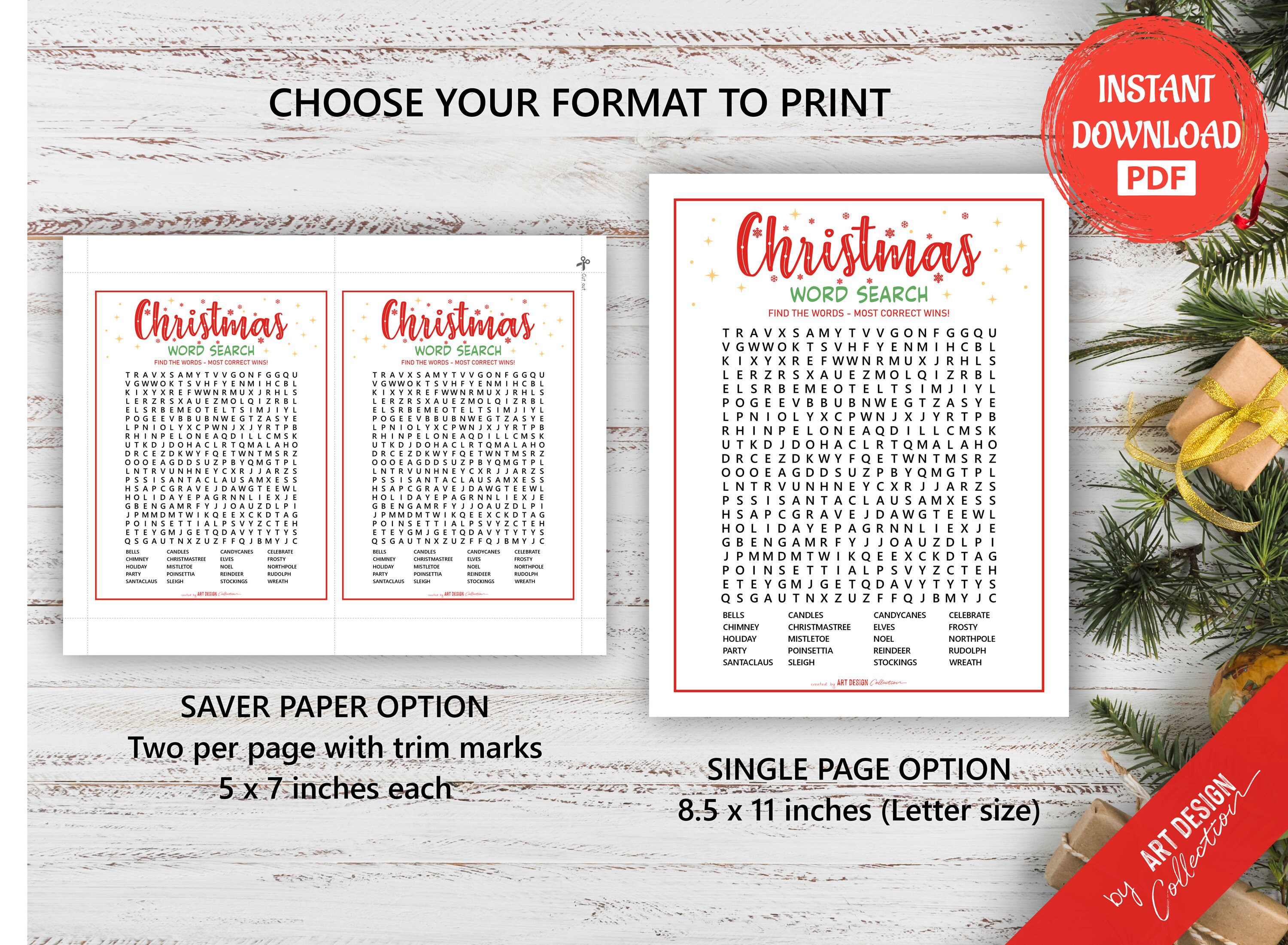 CHRISTMAS Word Search Game • Christmas Game Holiday Christmas Party ...