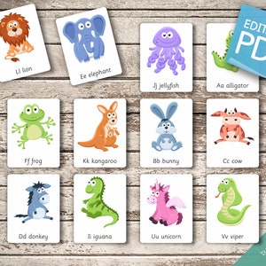 MATCHING ANIMAL ALPHABET • 26 Montessori Cards • Flash Cards ...