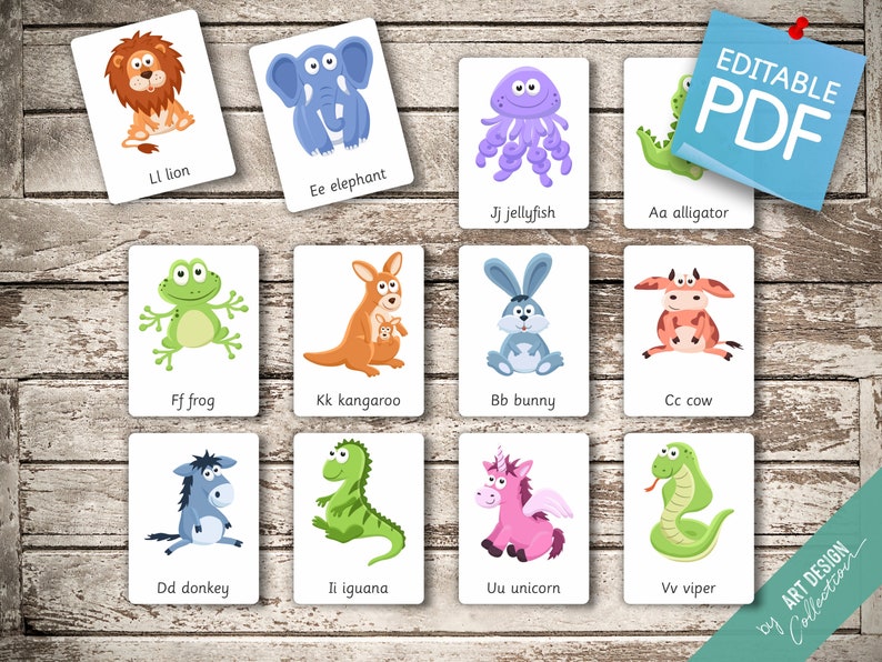 MATCHING ANIMAL ALPHABET 26 Montessori Cards Flash Cards - Etsy