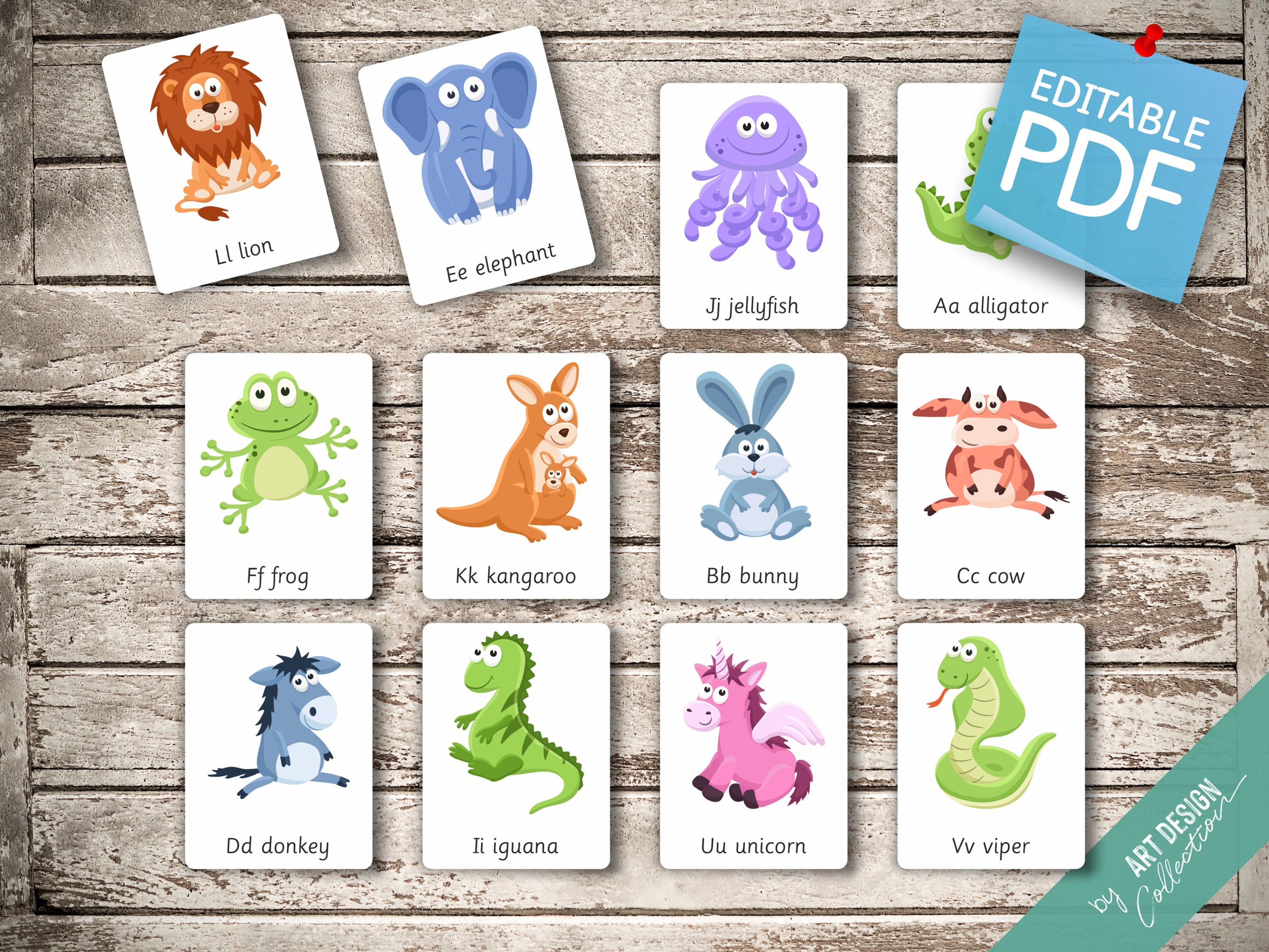 MATCHING ANIMAL ALPHABET 26 Montessori Cards Flash Cards - Etsy