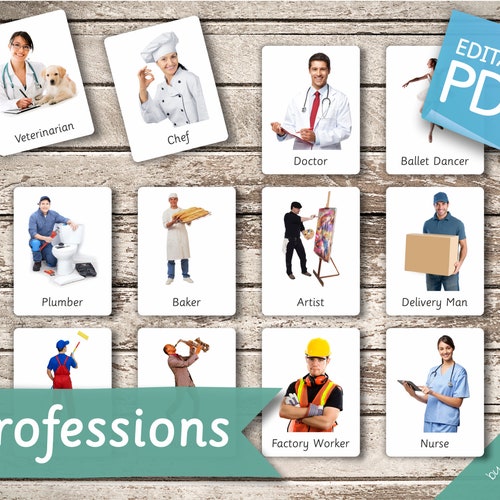 PROFESSIONS real Pictures 36 Editable Montessori Cards - Etsy