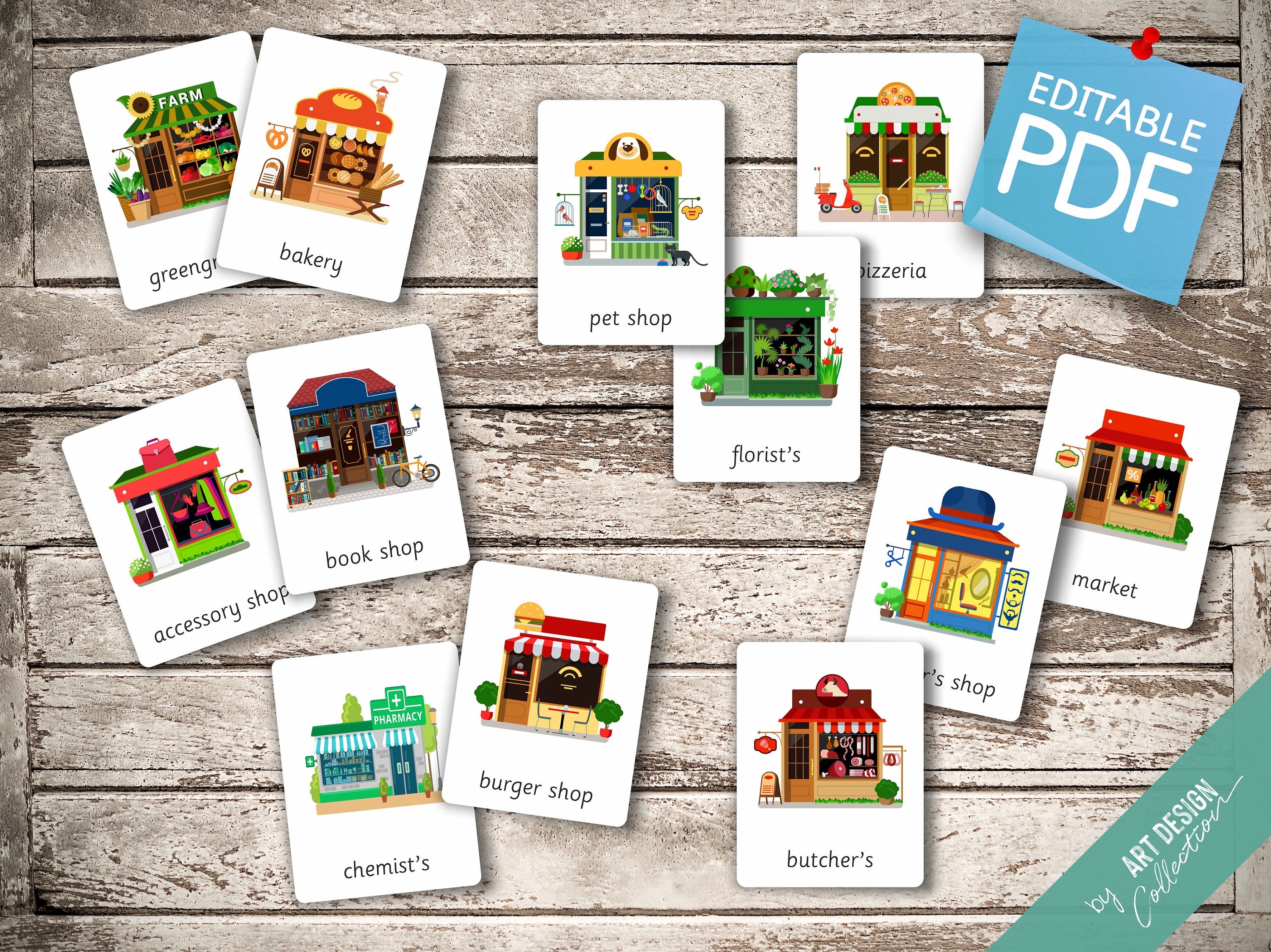 SHOPS • 30 Montessori Cards • Flash Cards Nomenclature Flashcards ...