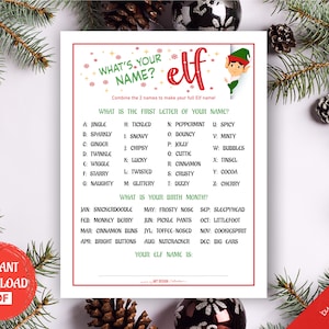 CHRISTMAS What's Your ELF Name? Game • Christmas Game Holiday Christmas ...