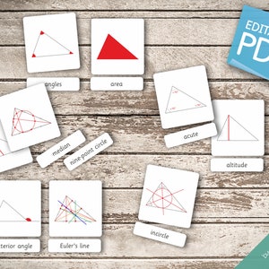 TRIANGLE • 25 Editable Montessori Cards • Flash Cards Nomenclature ...