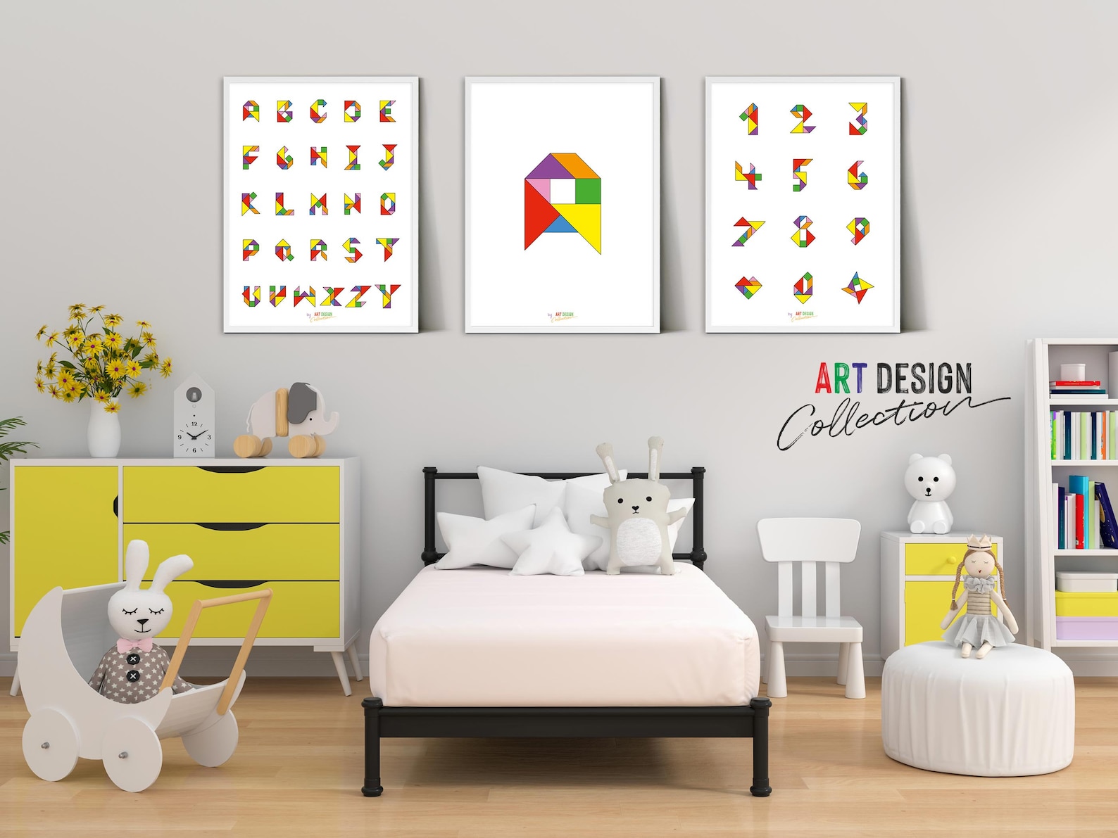 Tangram Numbers, Abstract Wall Art, Printable Wall Art Decor ...