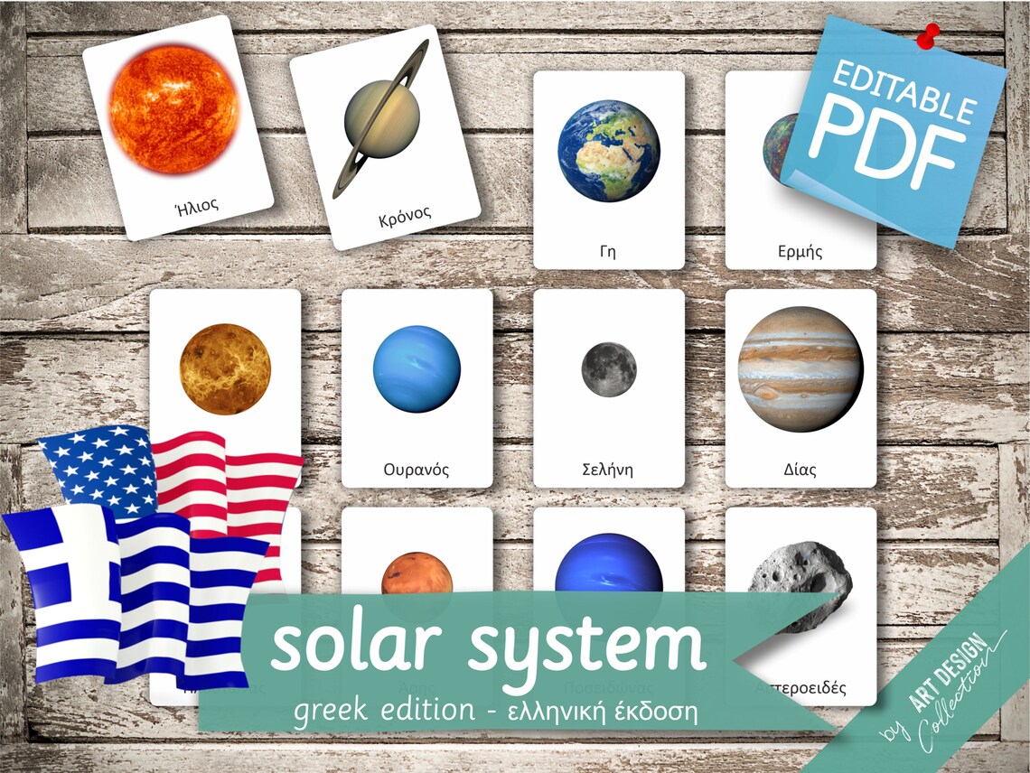 SOLAR SYSTEM GREEK Edition 13 Greek and 13 English Editable | Etsy