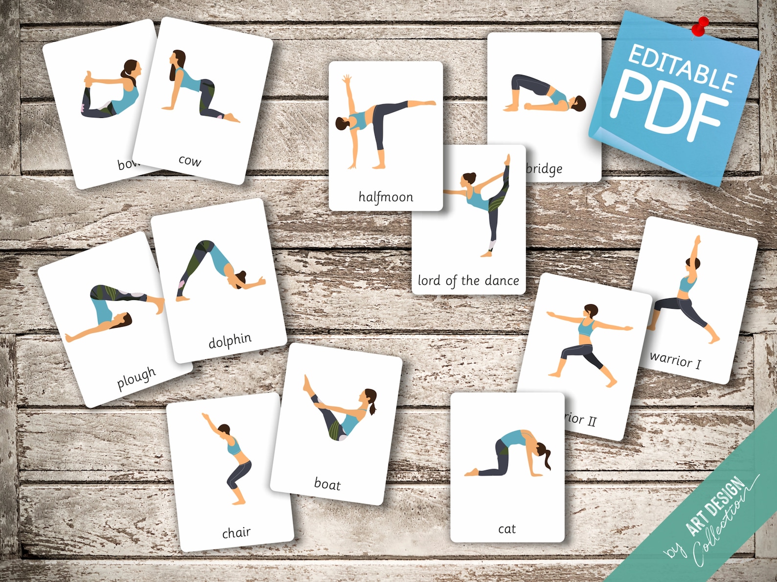 YOGA POSES 30 Montessori Cards Flash Cards Nomenclature - Etsy